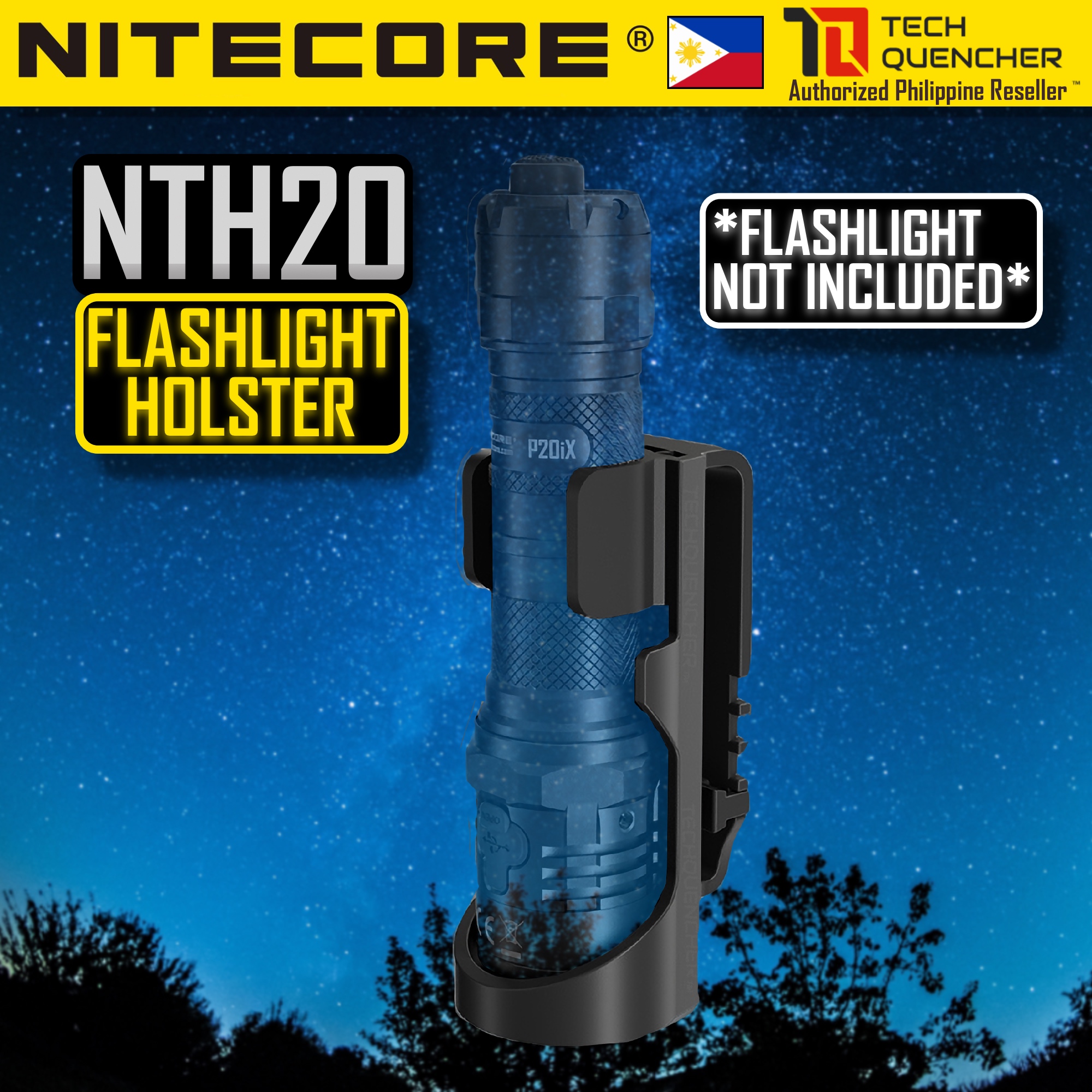 Nitecore NTH20 Flashlight Hard Holster - Supports 1 inch Tube Diameter - 1.25 inch Head Diameter ...