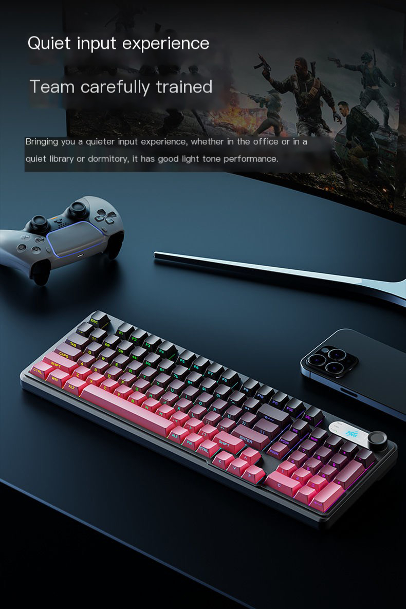 Zeus V102 RGB Mechanical Feel Keyboard 16M RGB Colors Silent Typing Volume Knob LED Logo ...