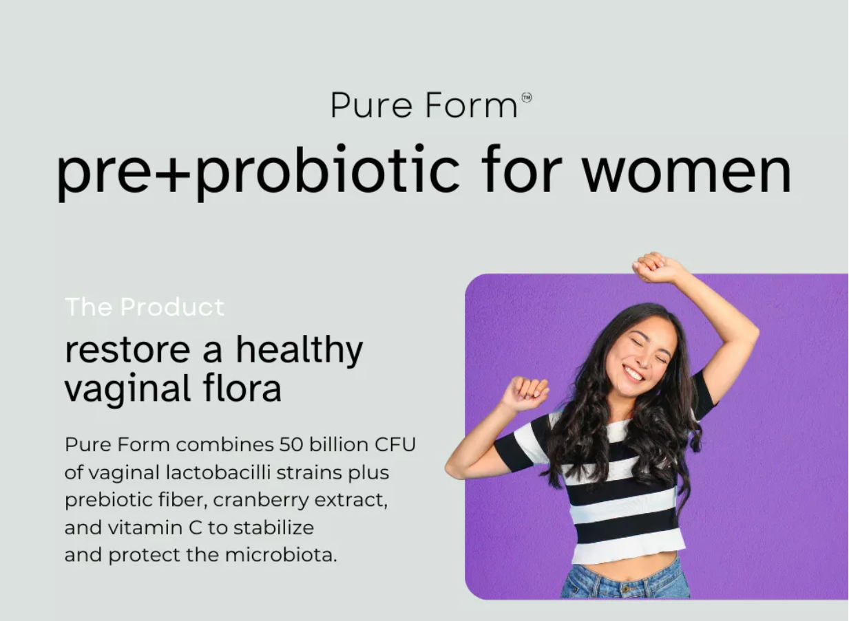 Pure Form Pre Probiotic for Women 50 Billion Vaginal Balance Vaginal Flora Support Immune ...