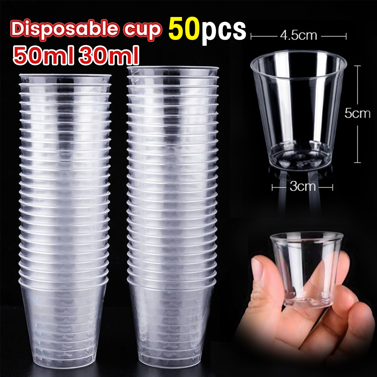 LK 50pcs Shooter CUP Disposable Plastic Cup Transparent Household Meal ...