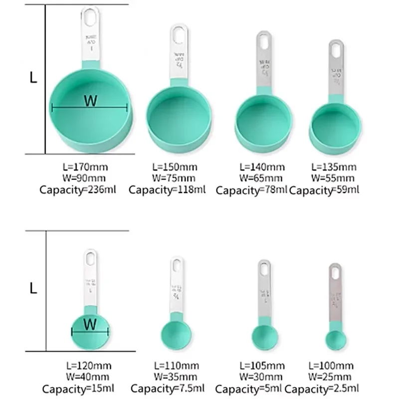 8PCS Stainless Steel Measuring Cup and Spoon Set with Scale for ...