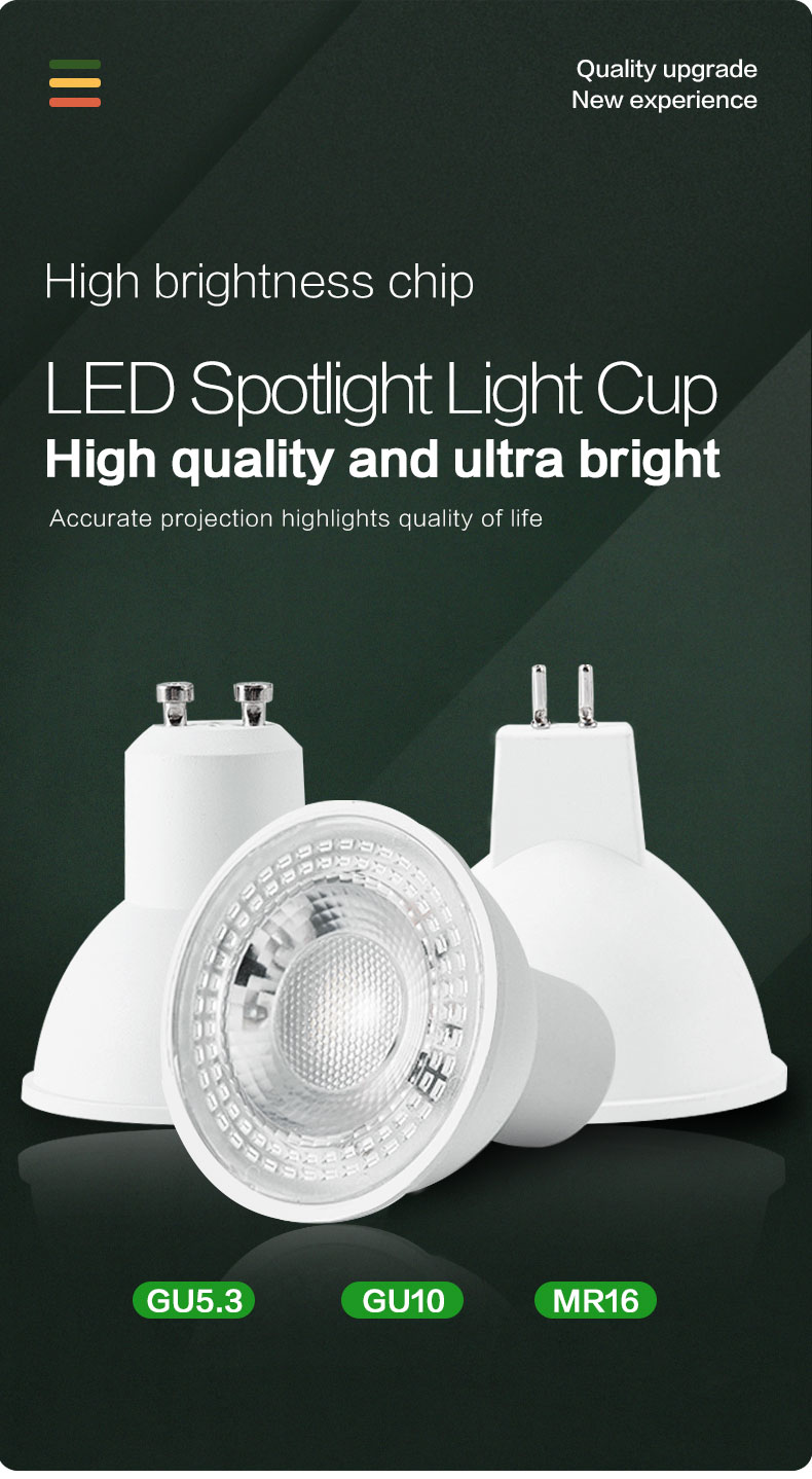 LED COB Spotlight E27 GU10 GU5.3 MR16 5W Warm White 10W Tri-color 3 ...