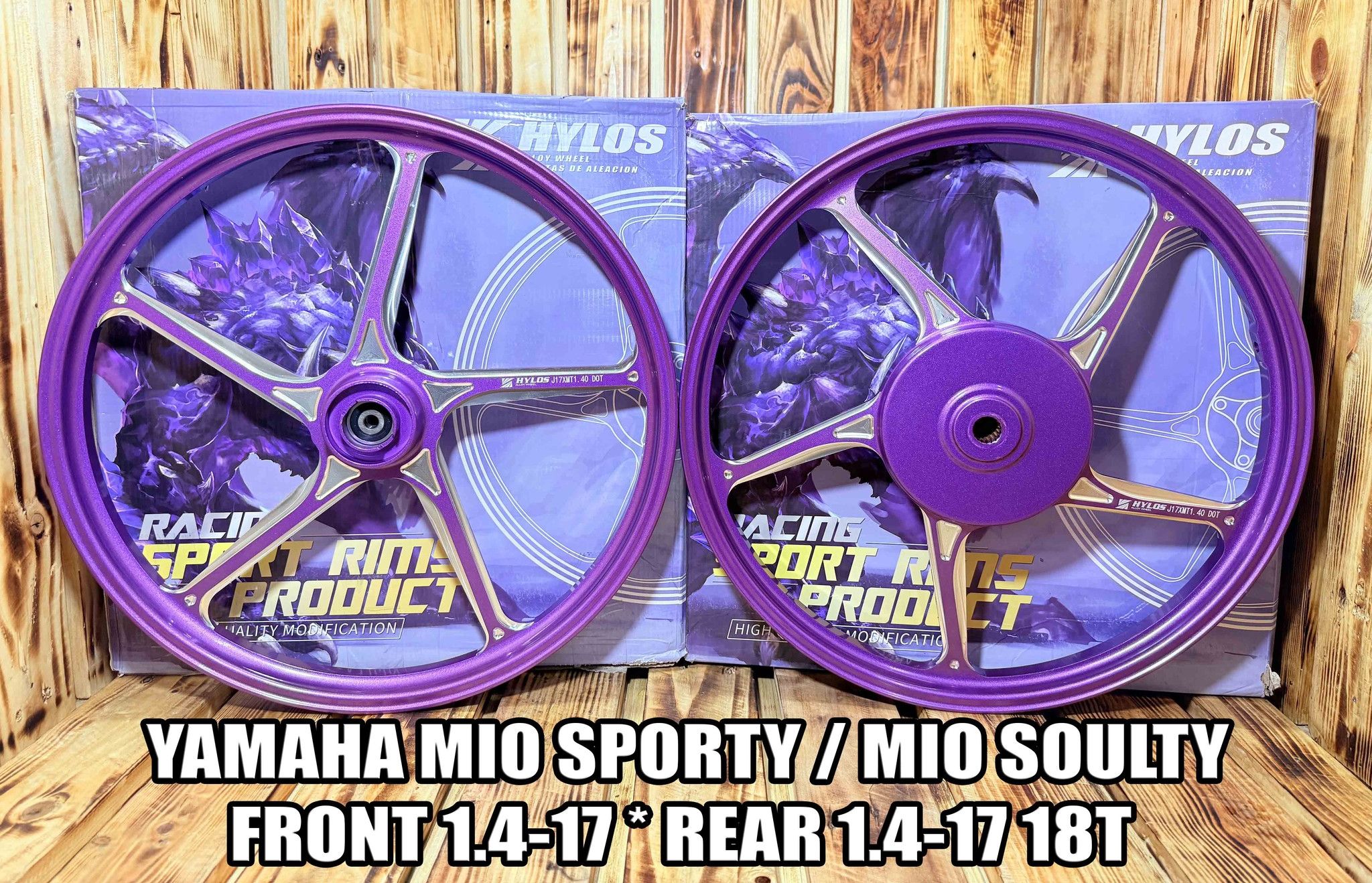 MIOLS1 BRAND NEW HYLOS CNC MAGS 17s 3 SPOKES 20T 18T YAMAHA MIO SPORTY ...