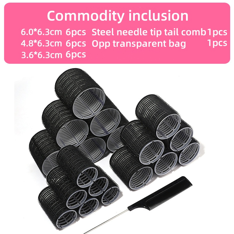 18PCS/SET Black Hair Roller Multiple Size Magic Pro Hair Black Rollers ...