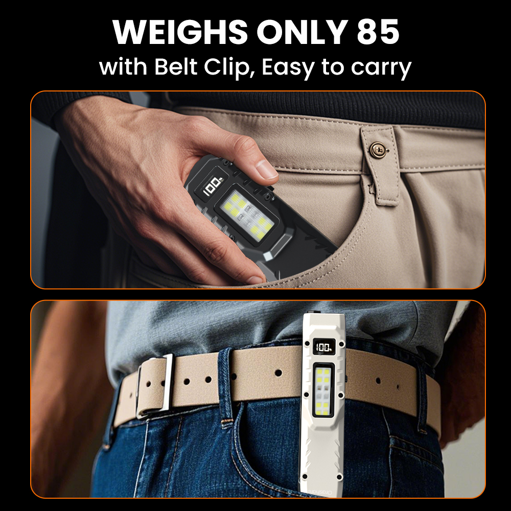 Orashare OL09 1200LM Rechargeable LED Flashlight Clip-On Work Light for ...