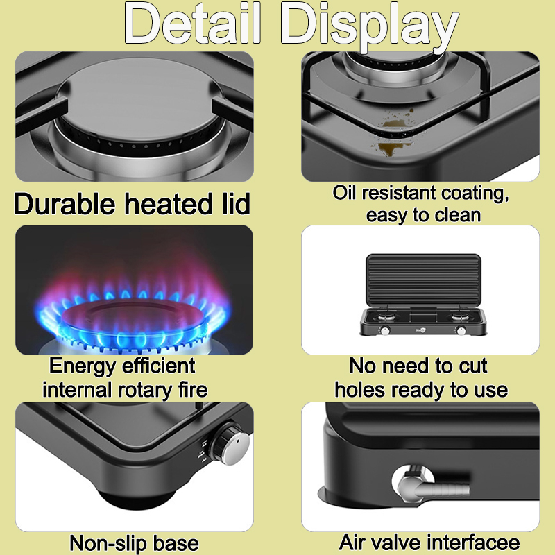 Double Burner Gas Stove Standard Stainless Manual Ignition Outdoor ...