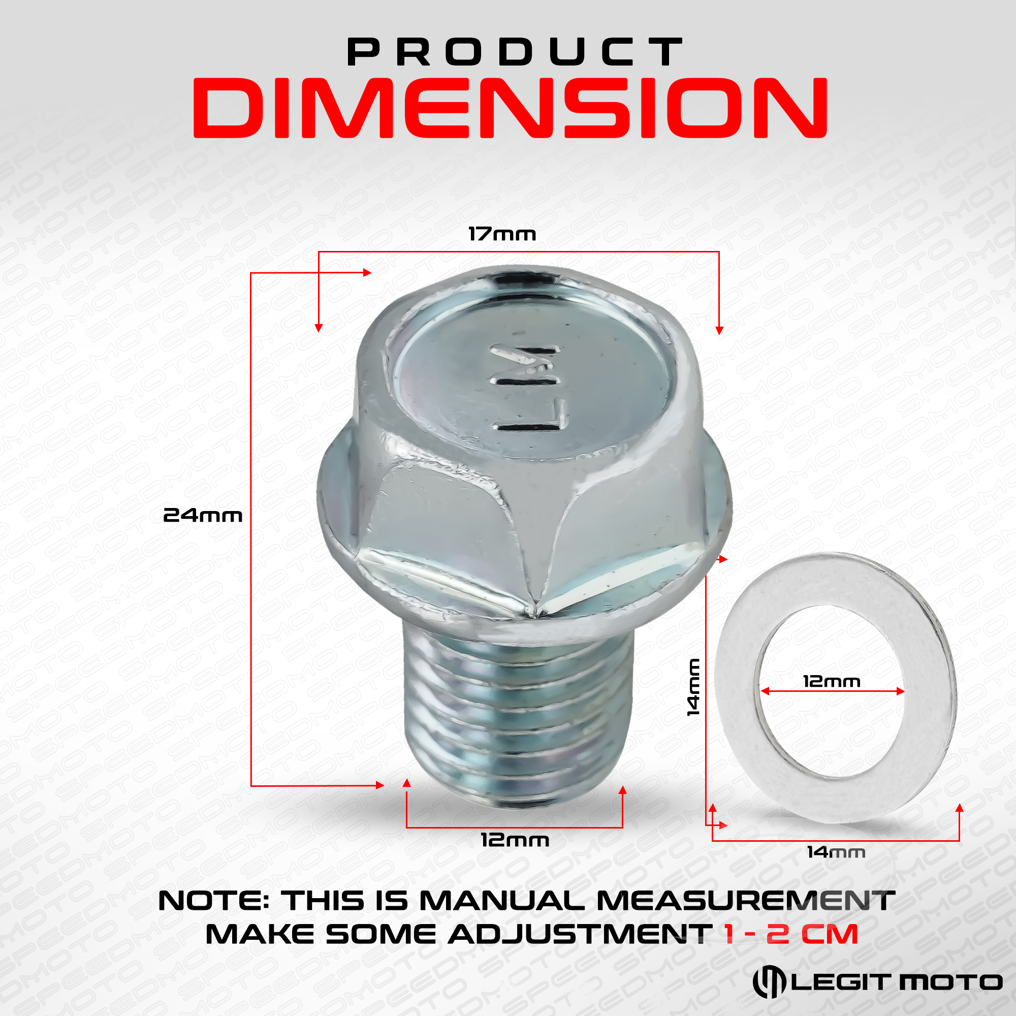 LEGITMOTO GENUINE ENGINE PAN OIL DRAIN PLUG BOLT 17MM BOLT HEAD FOR XRM ...