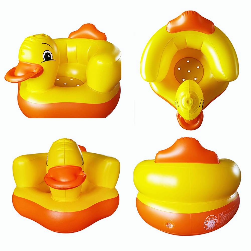 Baby Sofa Inflatable Chair Yellow Duck Chair Portable Baby Bath Toys ...