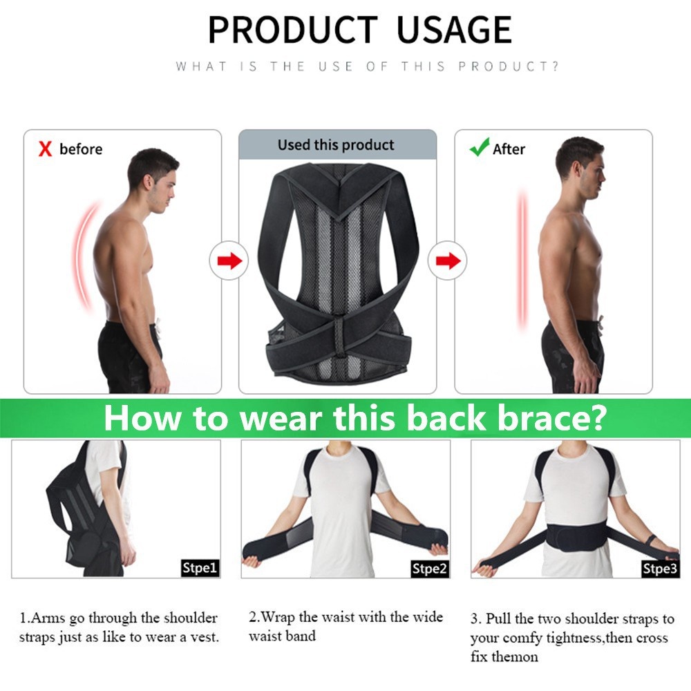 Adjustable Back Support Posture Corrector for Women, Spine Steel Plate ...