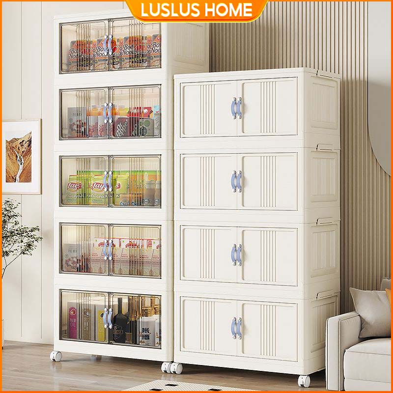 LUS Foldable Storage Cabinet Organizer For Clothes With Wheels Storage ...
