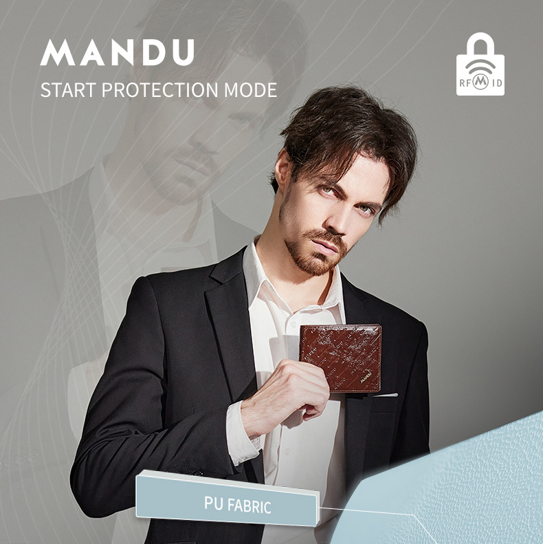 MANDU Men's Wallet Change Purse Fashion Anti-Theft Brush Wallet With ...