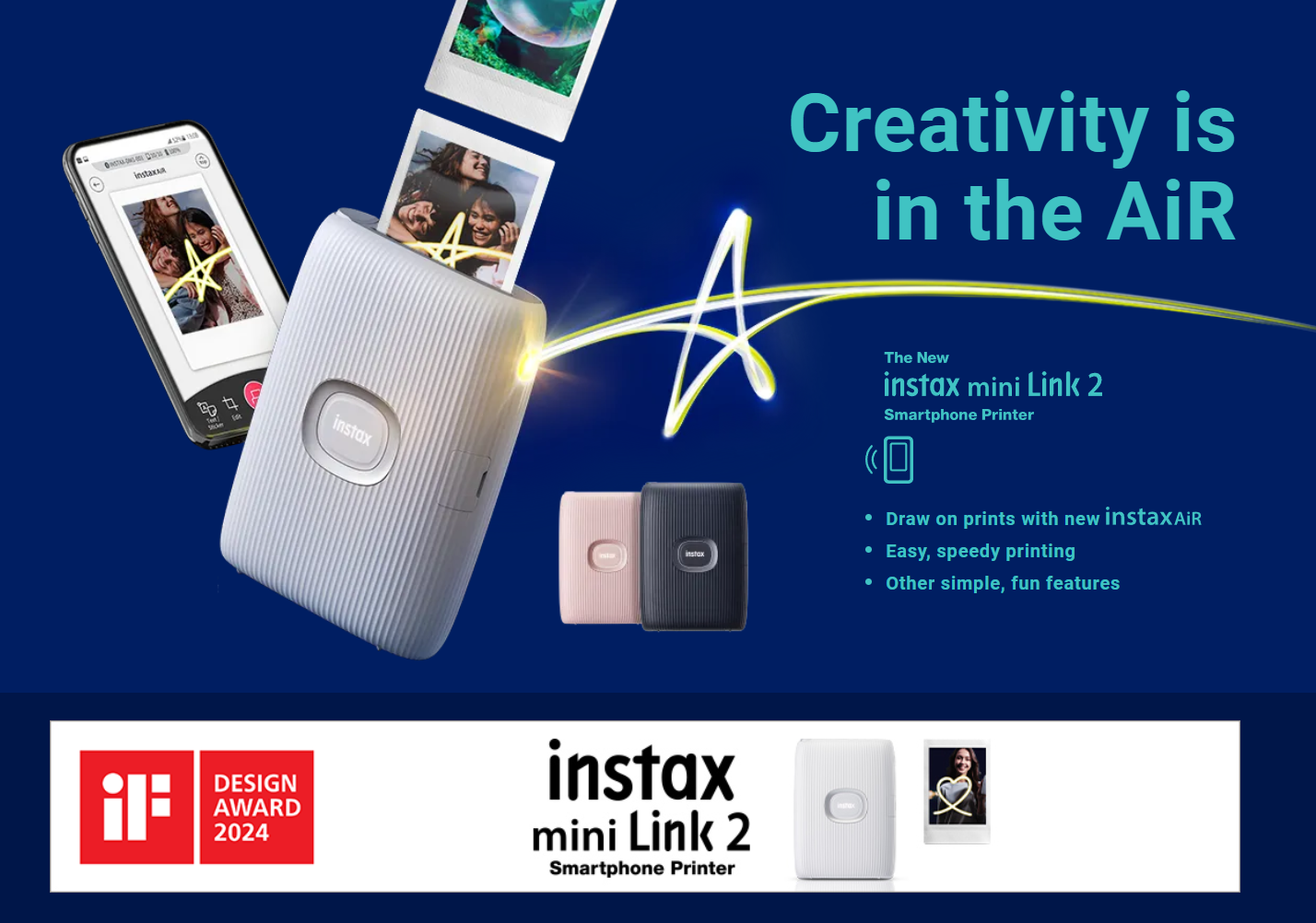 FUJIFILM Instax Mini Link 3 Smartphone Printer with 3D AR Effect ...