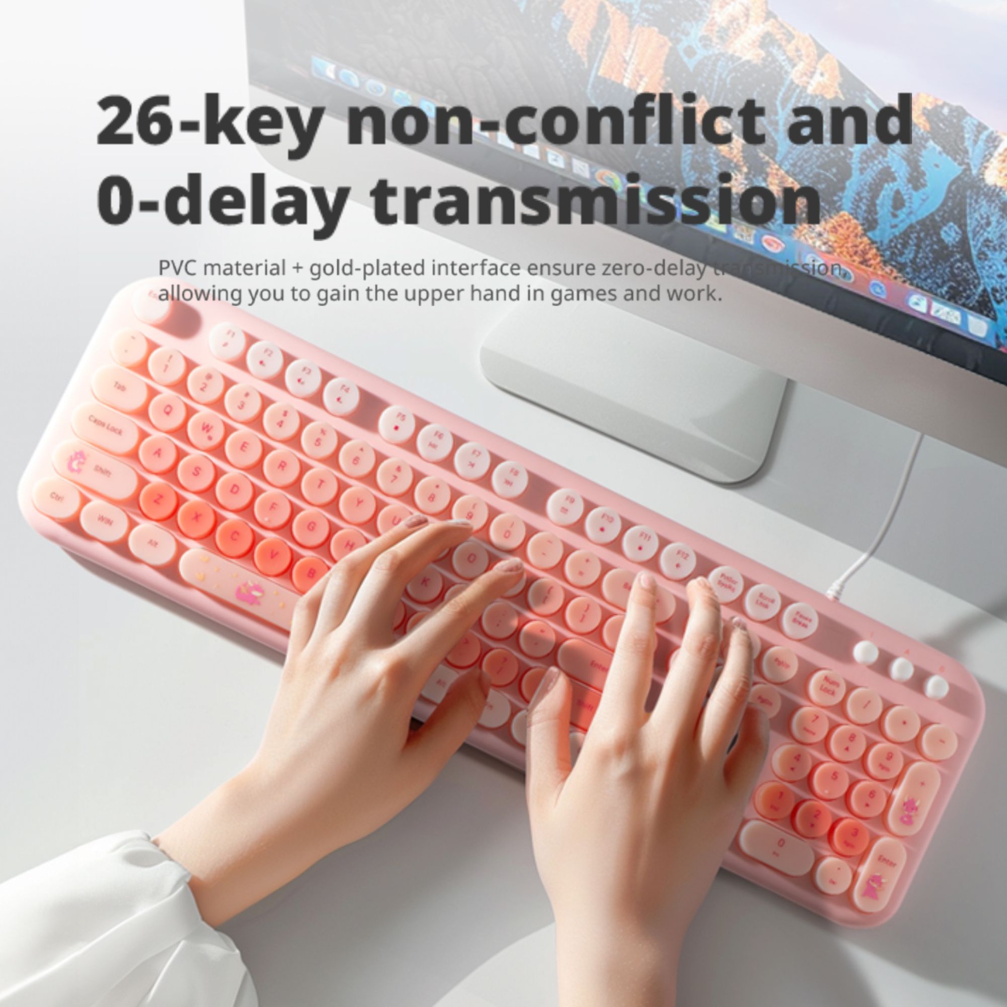 MOFII Love Me Wired Luminous keyboard Aesthetic Pretty keyboard Silent ...