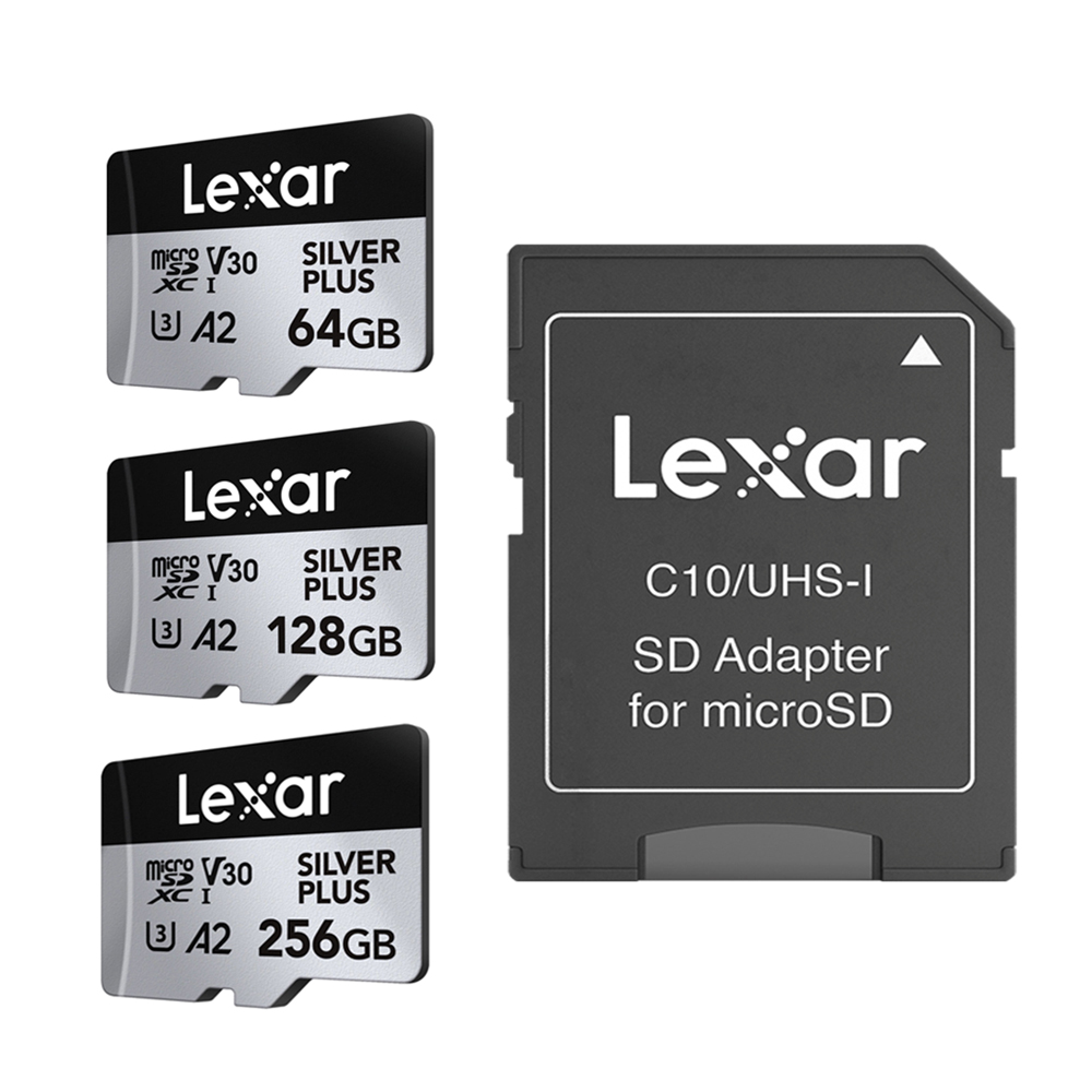 Lexar Professional 256GB 128GB 64GB Silver Plus SDXC UHS-I A2 V30 U3 4K ...