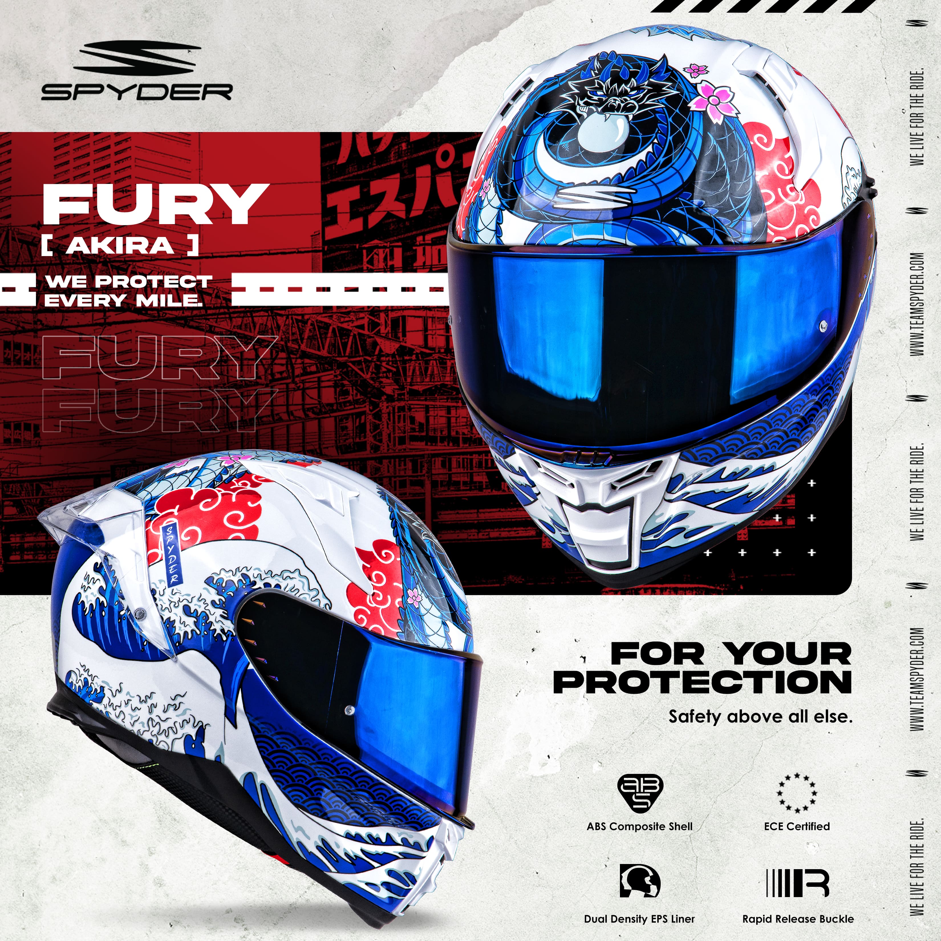 Spyder FURY GD AKIRA SA - Dual Visor Full Face Motorcycle Helmet (FREE CLEAR VISOR) | Shopee ...