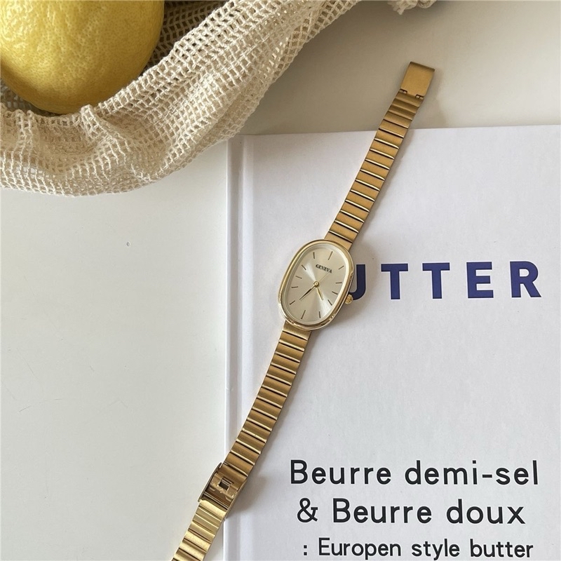 Relo Fashion Luxury Women Quartz Watch Stainless Steel Oval Small Dial ...