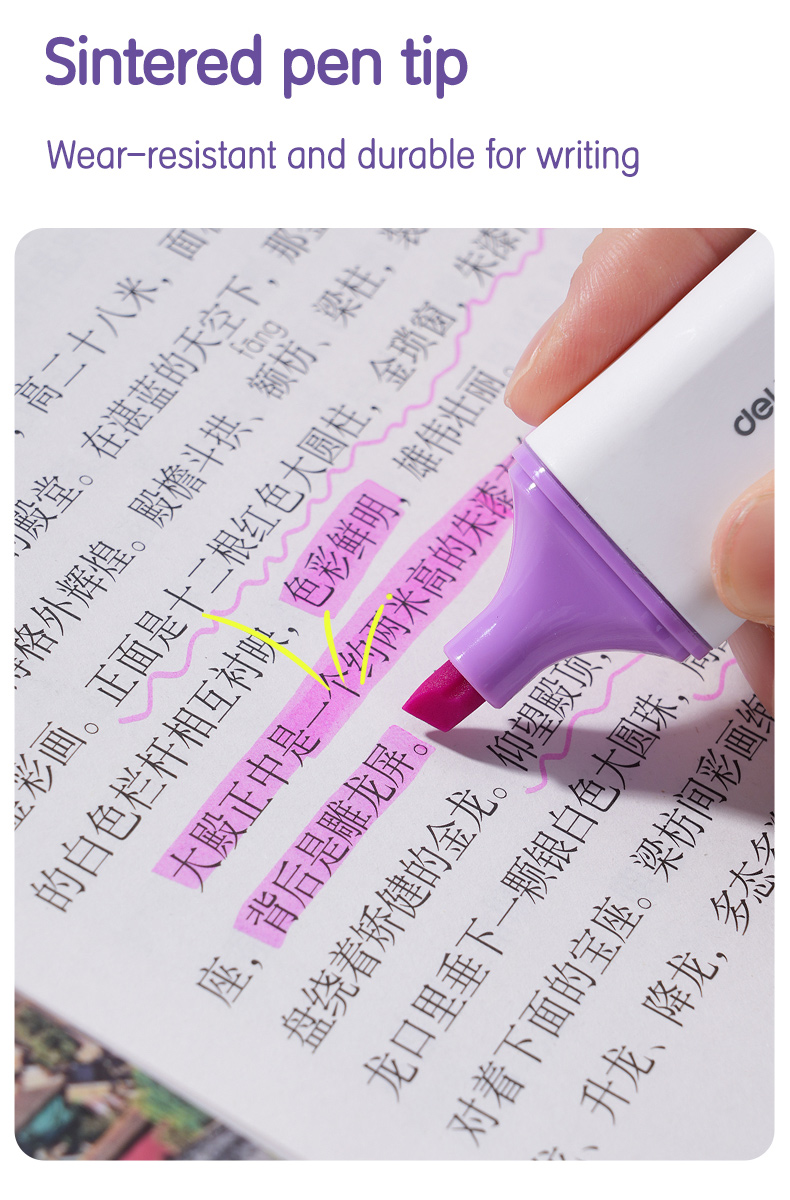 Deli 7 Colors Highlighter Pen Cute Stationery Bright Color Highlighter ...