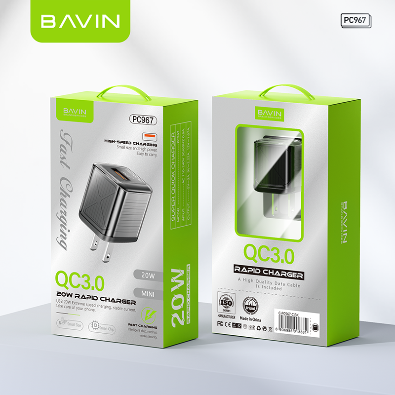BAVIN PC967 PD 20W Mini Fast Charger Adapter w/ Intelligent Micro Chip for iPh 16 & Android ...