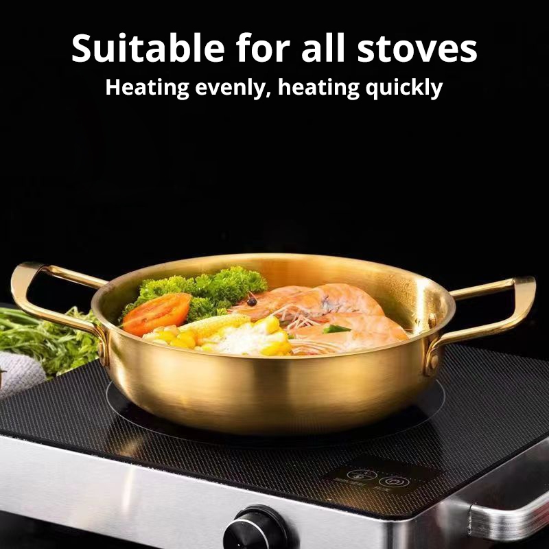 8 Inch Korean Ramen Pot Double Ear Stainless Steel Portable Kitchen ...