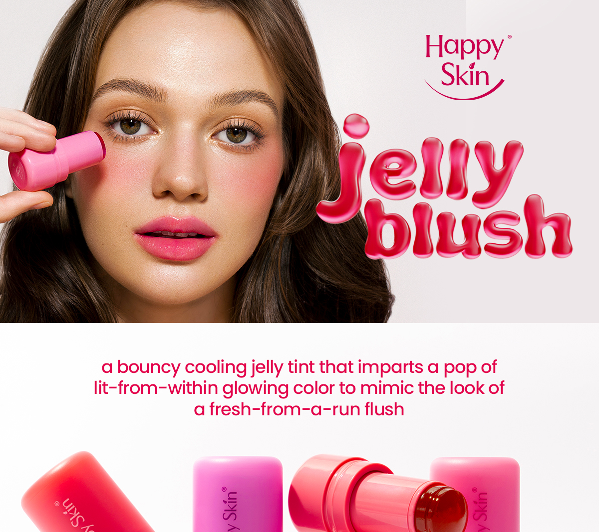 Happy Skin Jelly Blush Full Set(Jelly Blush Pomelo + Peaches + Grape ...
