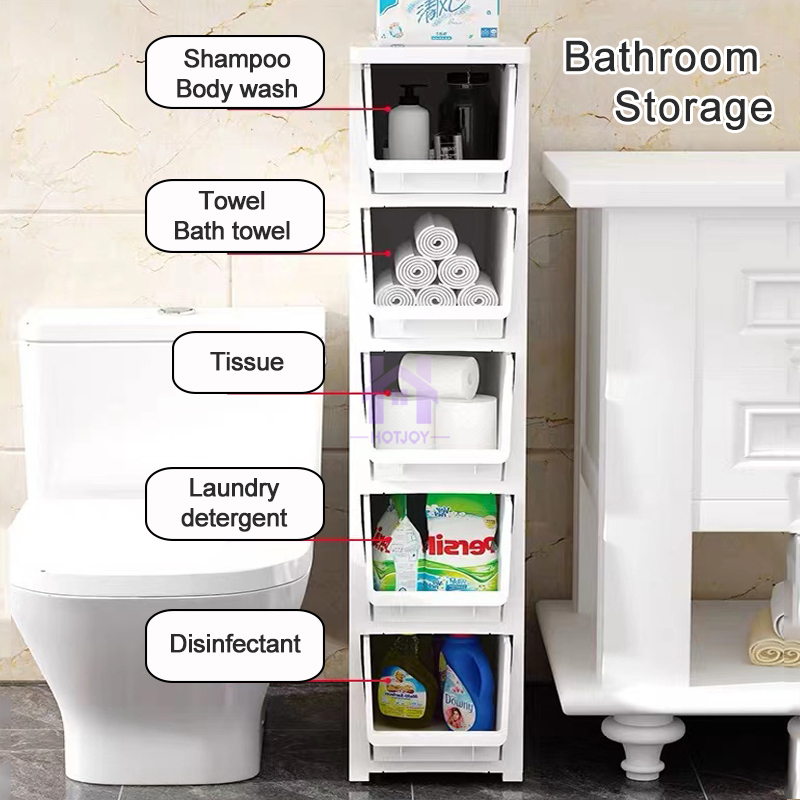 HOTJOY Slim Drawer Organizer Storage Kitchen Cabinet Organizer Plastic ...