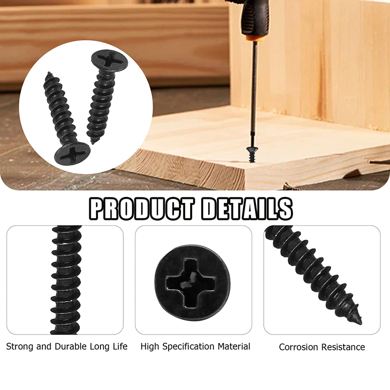 500/300/200PCS High Hardness Drywall Black Gypsum Screw For Wood 2”,1-1 ...