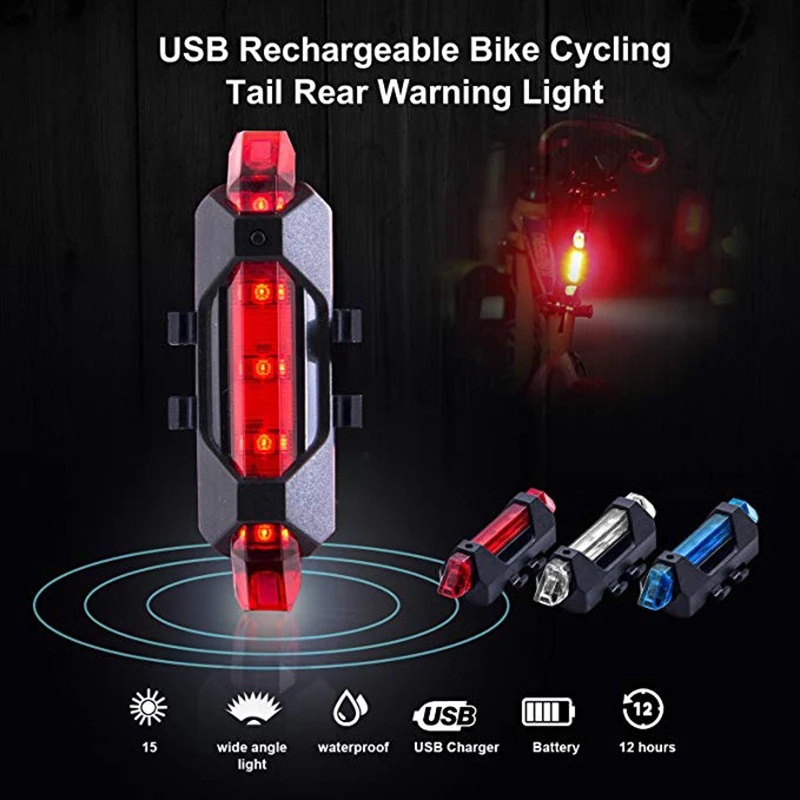 USB Rechargeable LED Bicycle Rear Taillight - Waterproof Safety Warning Light with Multiple ...