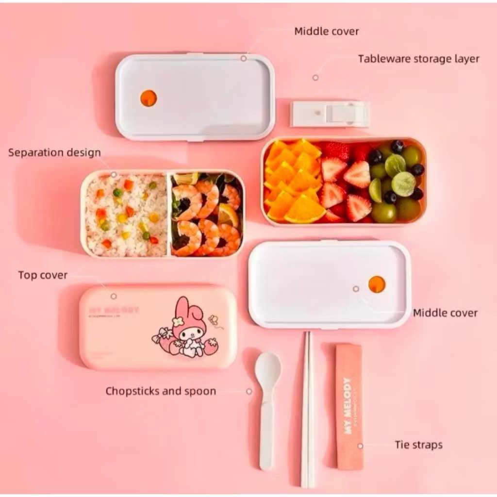 CQW.NO1 1L Sanrio Hello Kitty Bilayer Lunch Box Cartoon My Melody ...