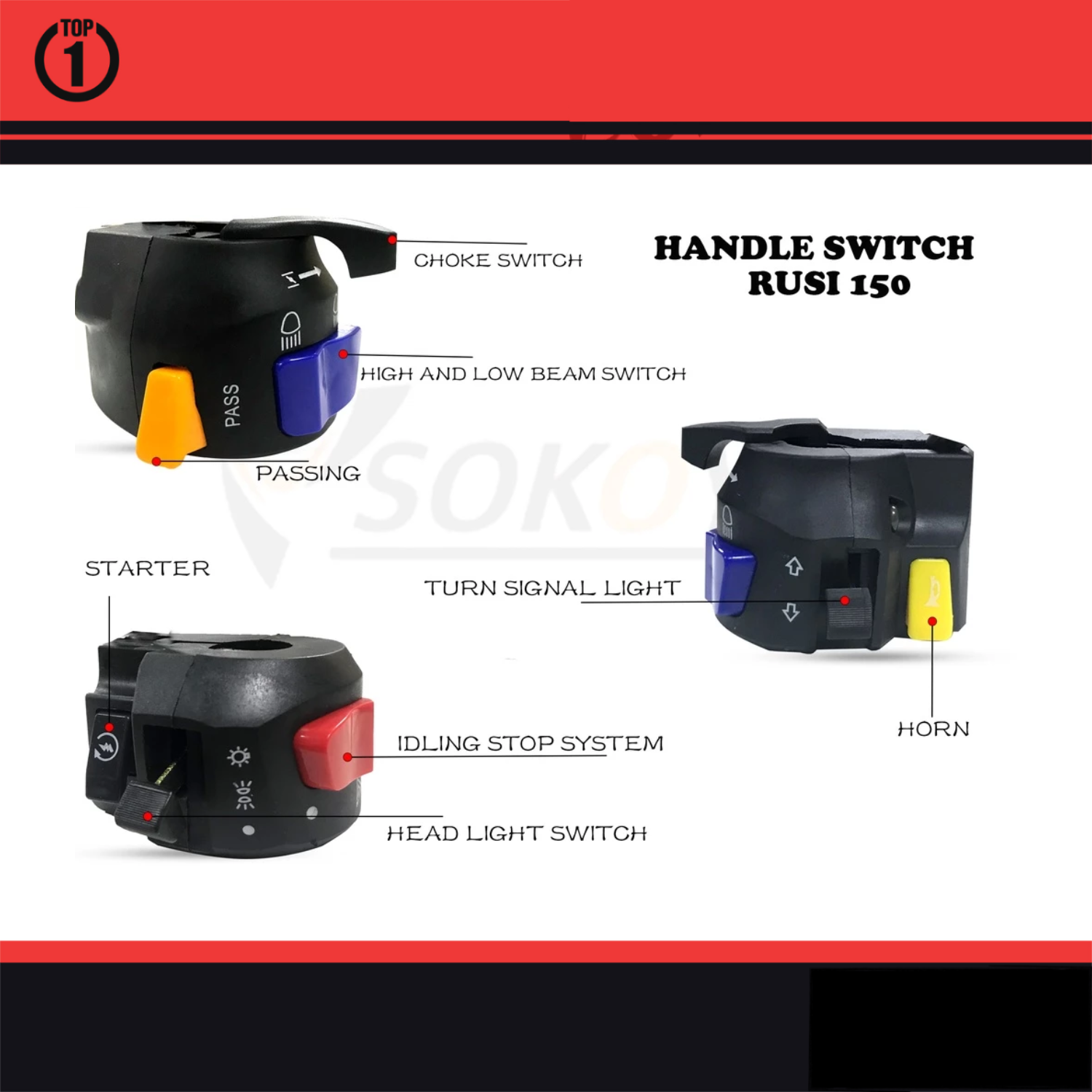 1 Set Domino Handle Switch For Rusi 150 Left And Right Motorcycle ...