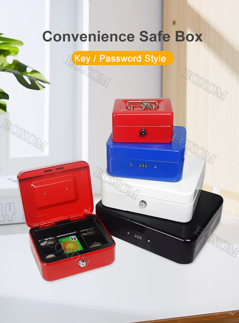 Cash Box Portable Money Secret Convenience Safe Box Lock Metal Password ...