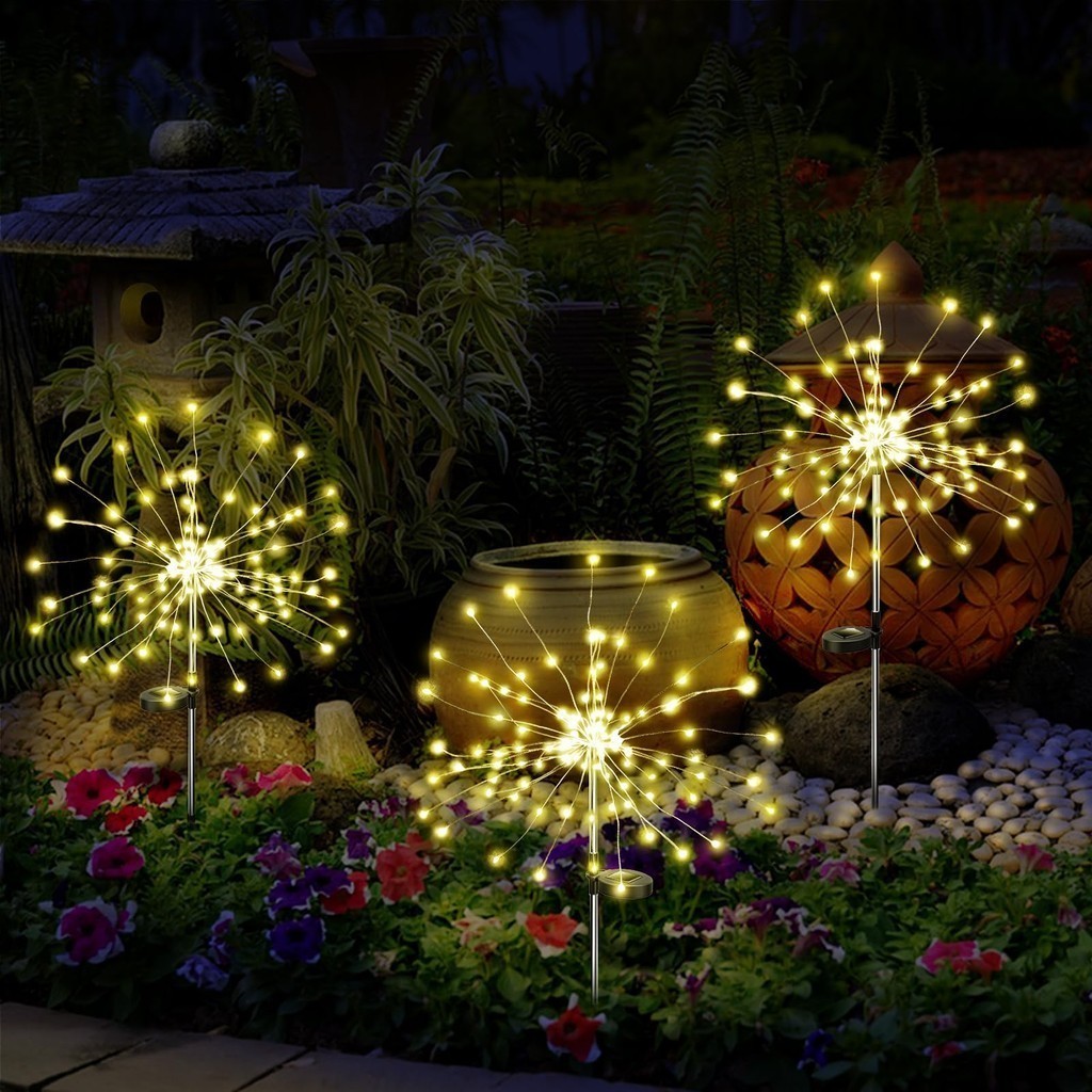 Gold Star Solar Fireworks Christmas Lights Outdoor Solar Firework Light ...