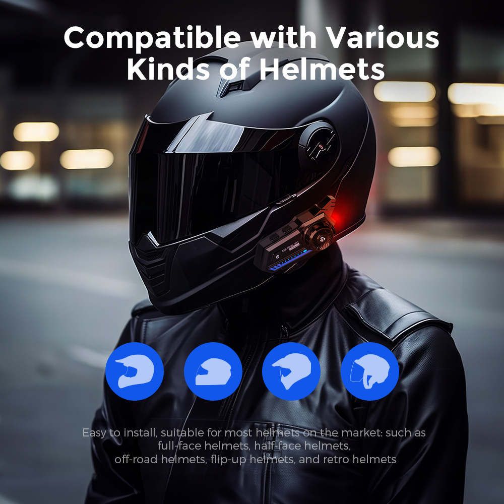 GEARELEC BT12 Motorcycle Helmet Bluetooth Headset Motorbike Wireless ...