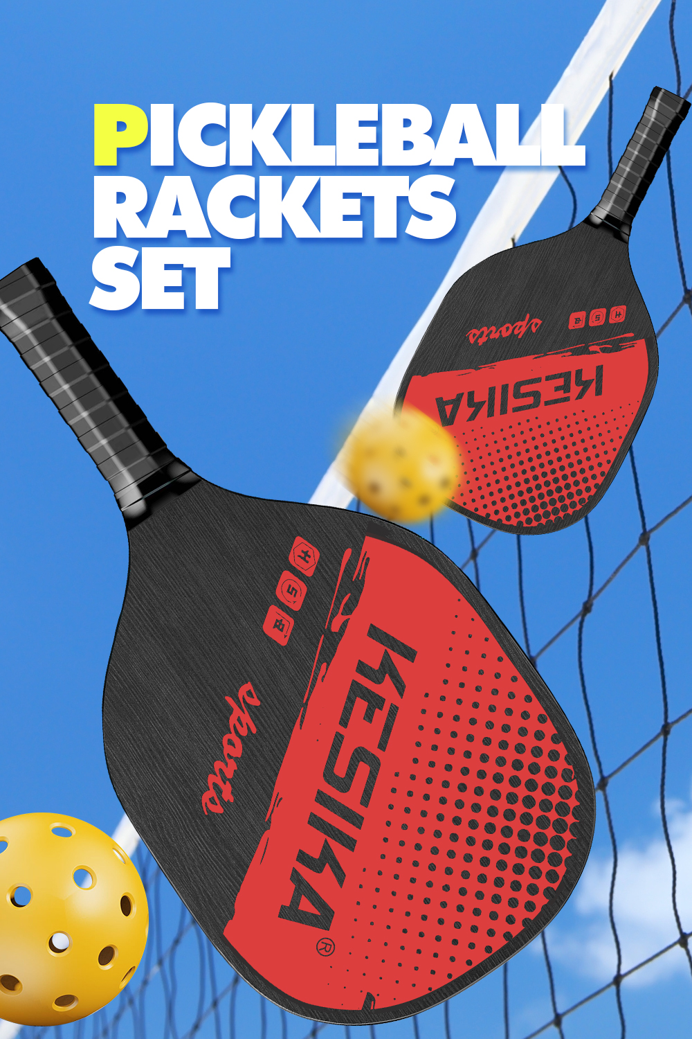 Pickleball Paddle Durable Wooden Pickleball Rackets Set of 2 Rackets ...