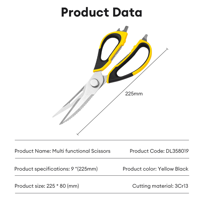 Deli 9 Inches Kitchen Scissors Multi-purpose 3Cr13 Stainless Steel ...
