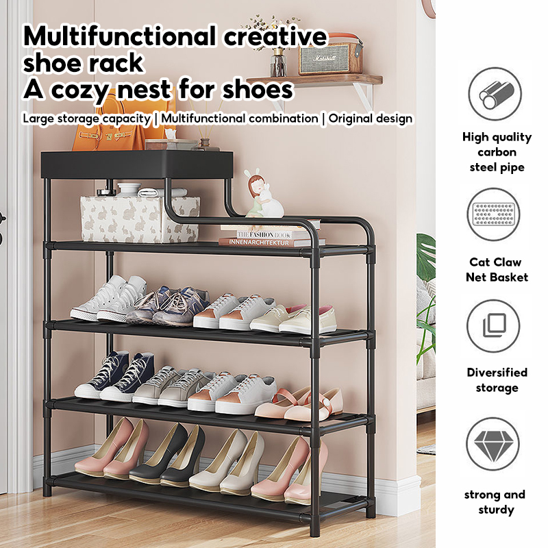 4/5 Layer Shoe Rack Tier Colored Stackable Stainless steel Shoes ...