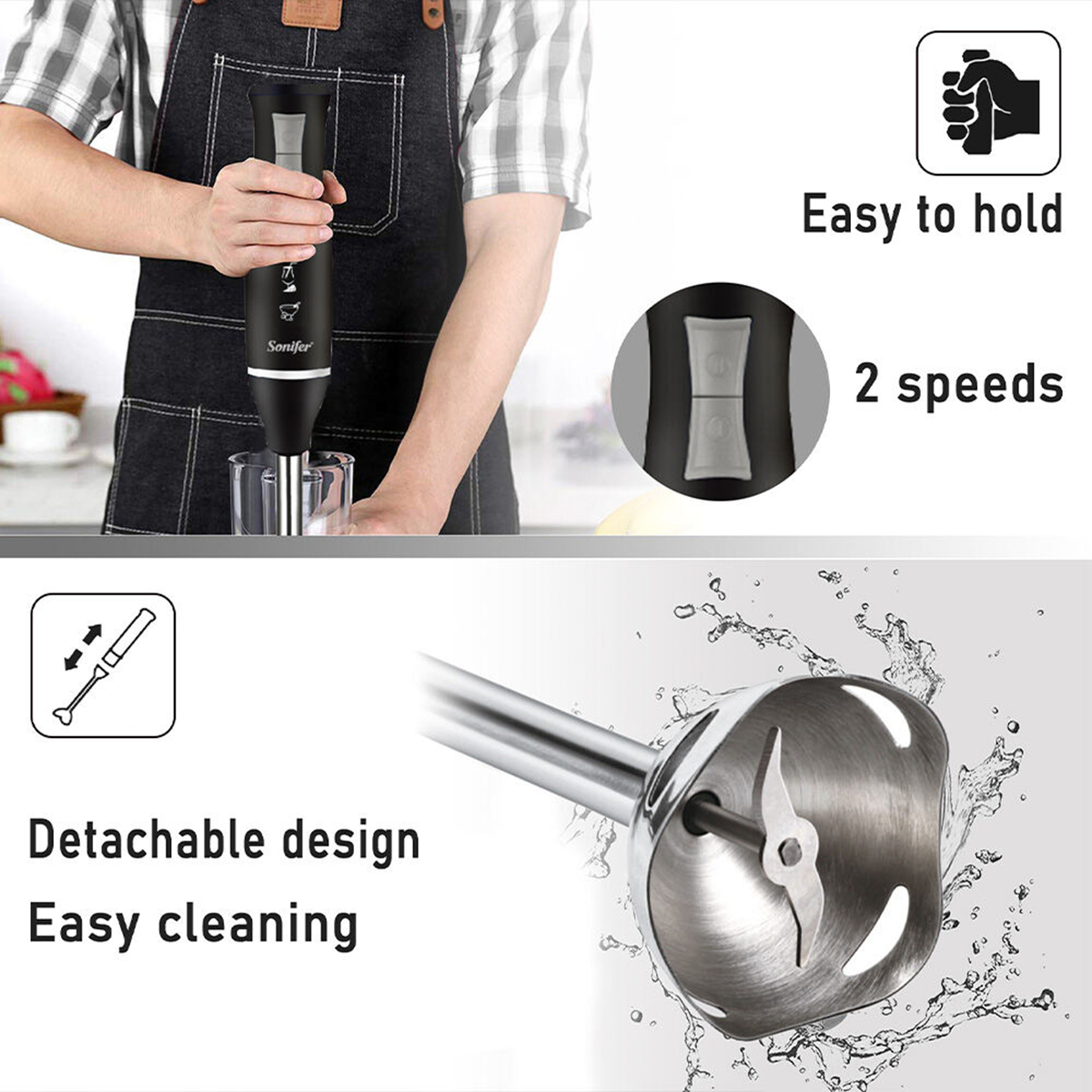 Sonifer 3IN1 Hand blender Baby food processor Hand mixer Egg beater ...