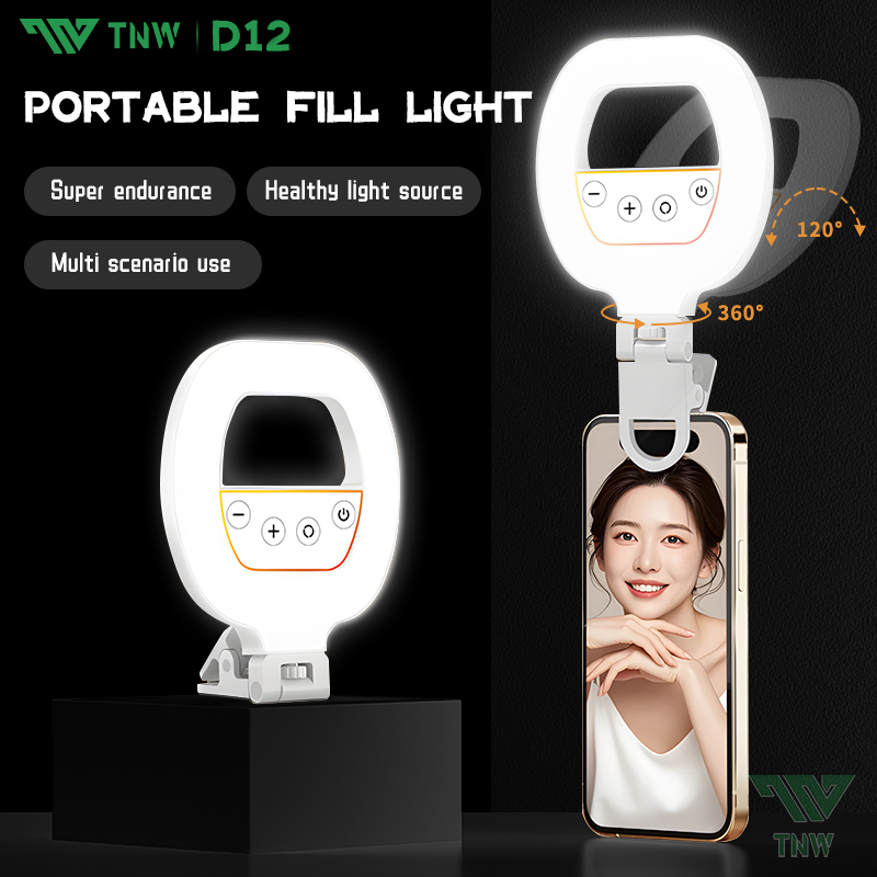 TNW D12 Selfie Fill Light Mini Video Light Led With Clip Cold Shoe For ...