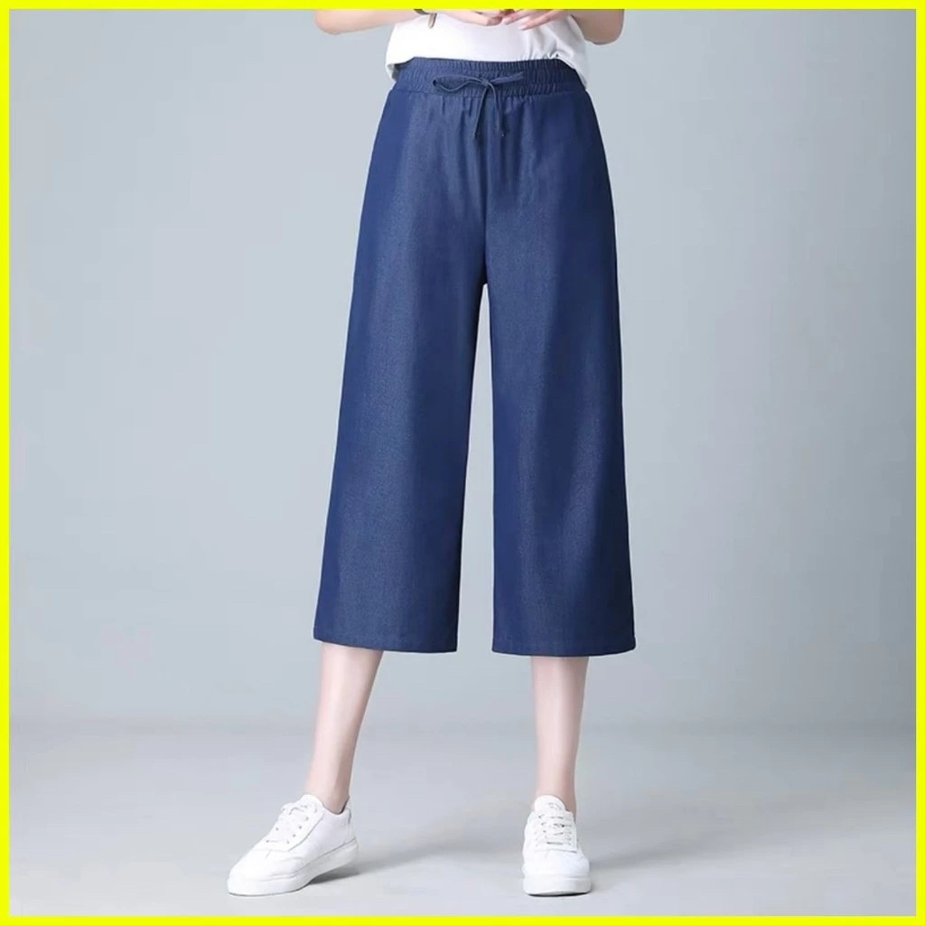 ladies soft Denim Square Pants cullotes(25-32) | Shopee Philippines