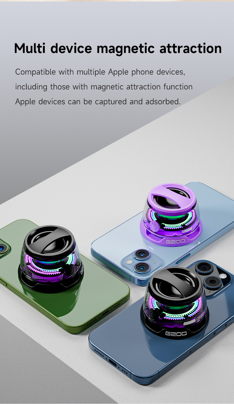 ODSCN G200 Mini Magnetic Bluetooth Speaker with RGB Bluetooth 5.3 Phone ...