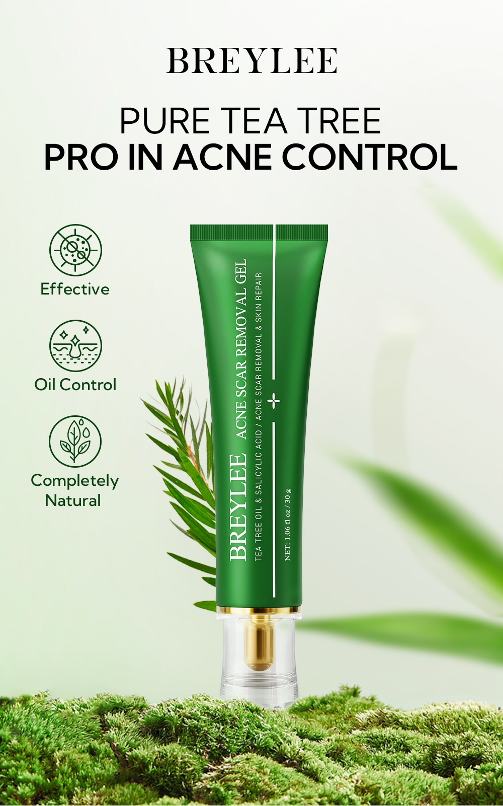 BREYLEE Tea Tree Acne Treatment Gel Acne Scar Removal Fade Stretch ...