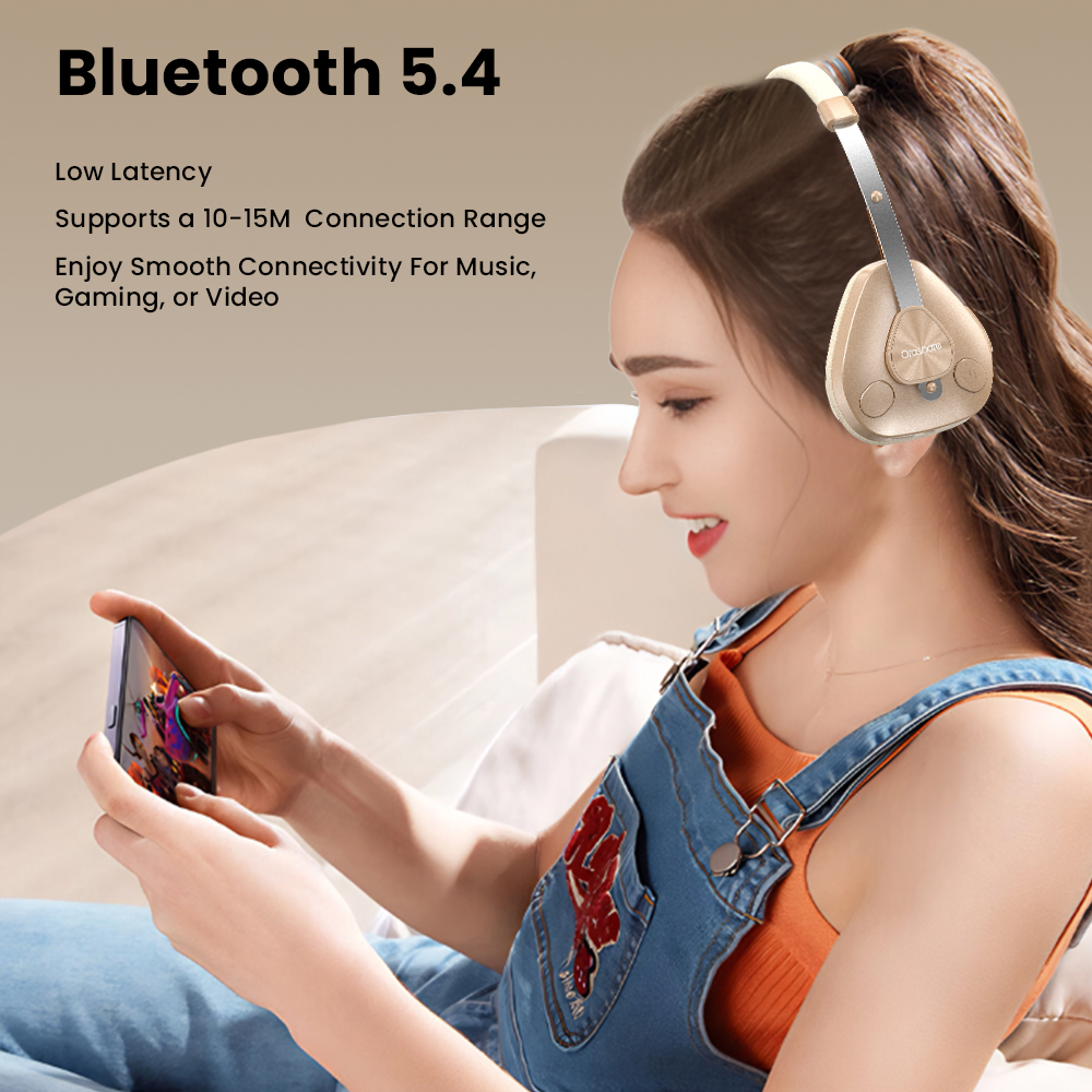 Orashare HS04 Retro Wireless Headphones with Mic Bluetooth 5.4 HiFi ...