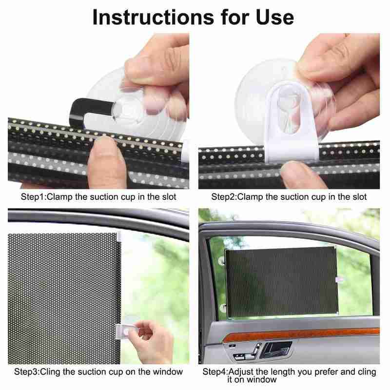 Universal Roller Blind Suction Cup Sunshade Blackout Car Windshield Sun ...