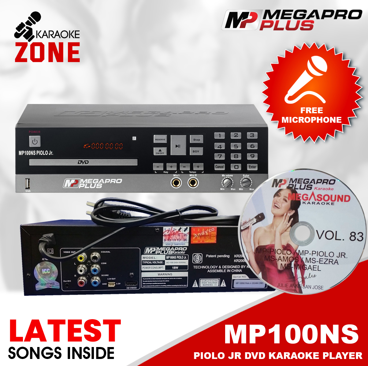 Megapro Plus MP 100 NS / Mp Piolo Jr / with Free Wired Microphone / Megapro Plus karaoke player ...