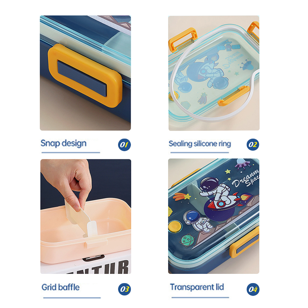 Kids Cartoon character lunch box With Spoon 530ml Food Organizer High ...