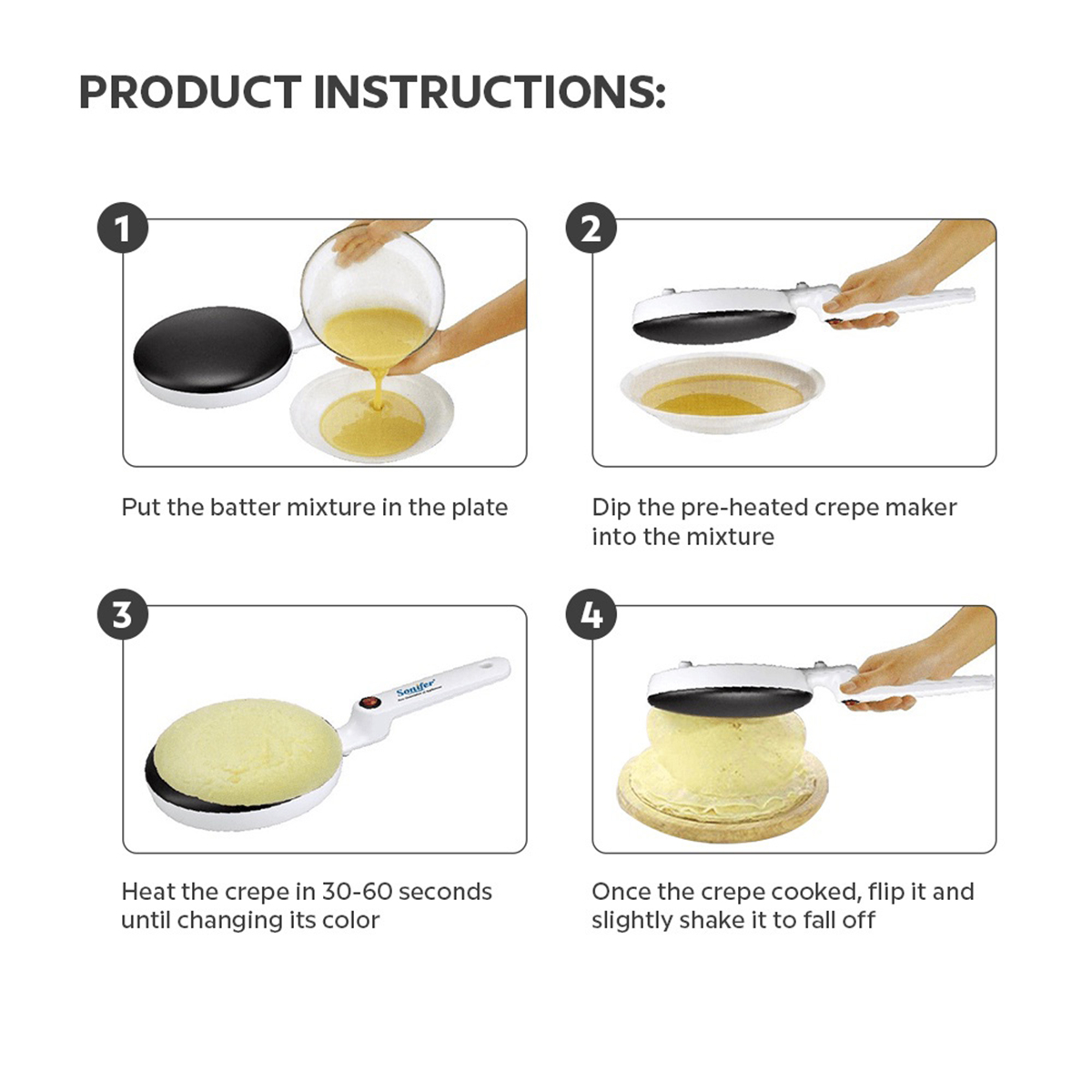 Sonifer Handheld Electric Crepe Maker Breakfast Maker Easy Operate ...