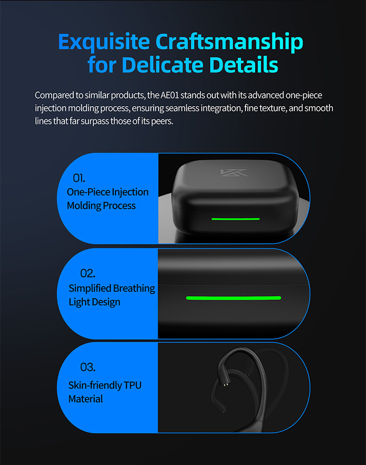 KZ AE01 True Wireless Bluetooth 5.4 Earhook, Bluetooth Adapter for in ...