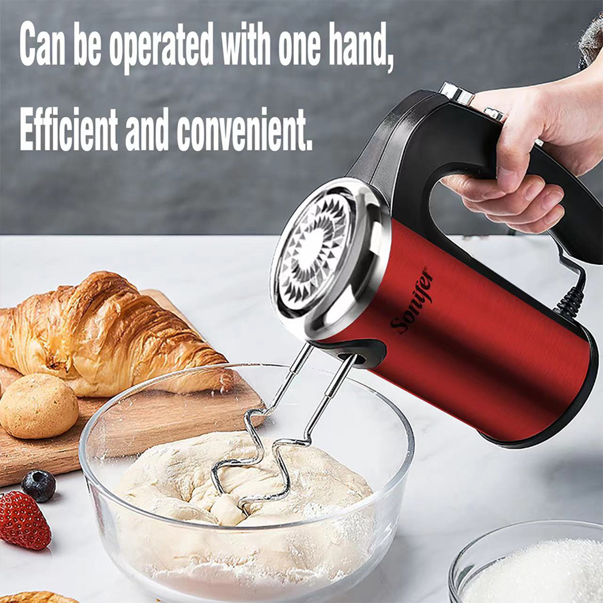 Sonifer Hand Mixer 400W 304 Stainless steel housing 5 Speed Electric ...