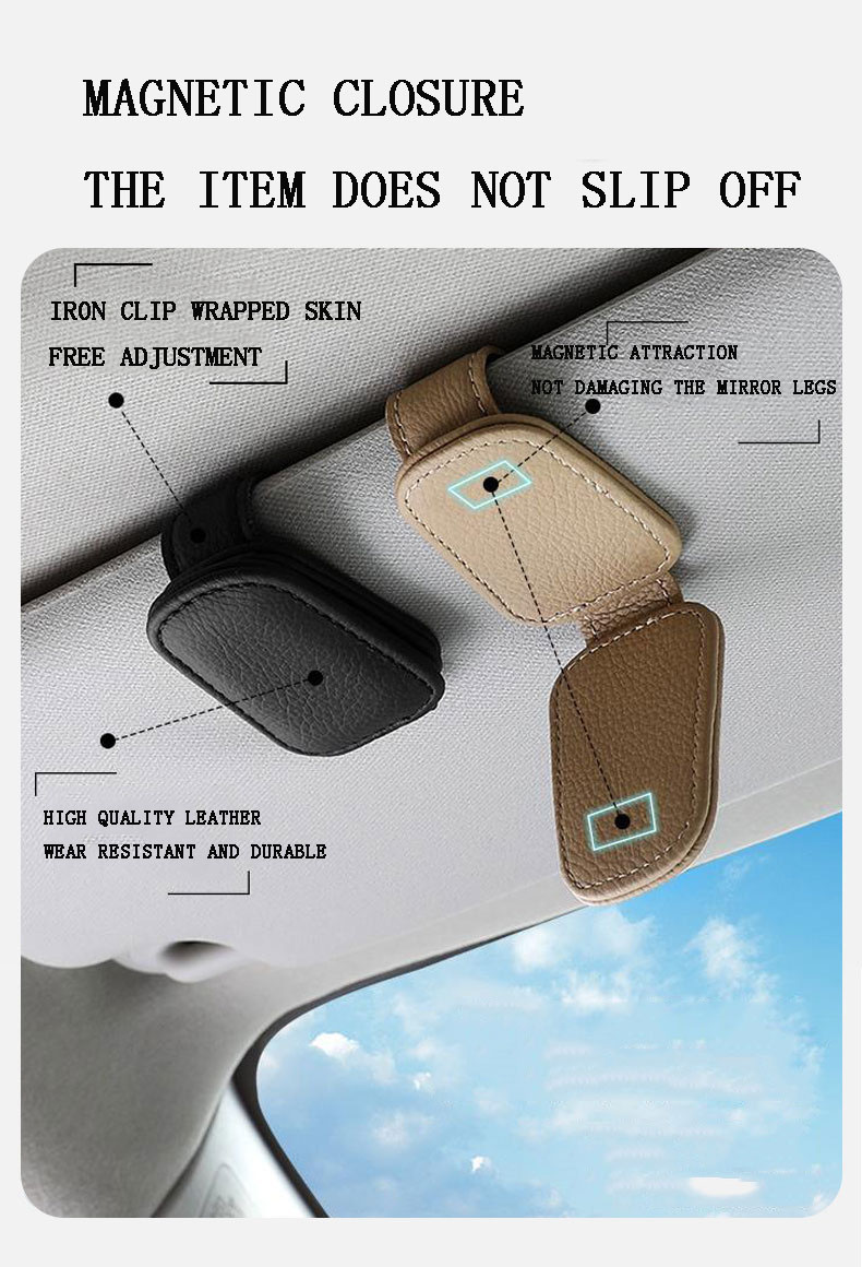 Simple Style Leather Car Sunshade Magnetic Card Storage Clip Multi