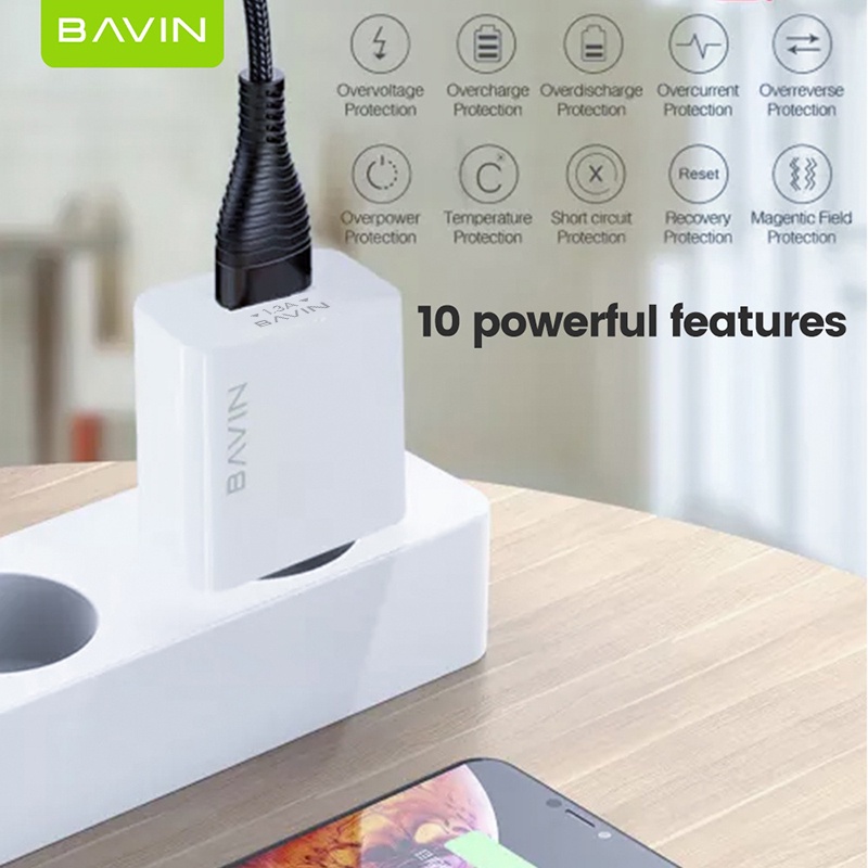 BAVIN PC515 Universal Adapter Charger Smart Mini USB Over Charge Protection for Micro / iPh ...
