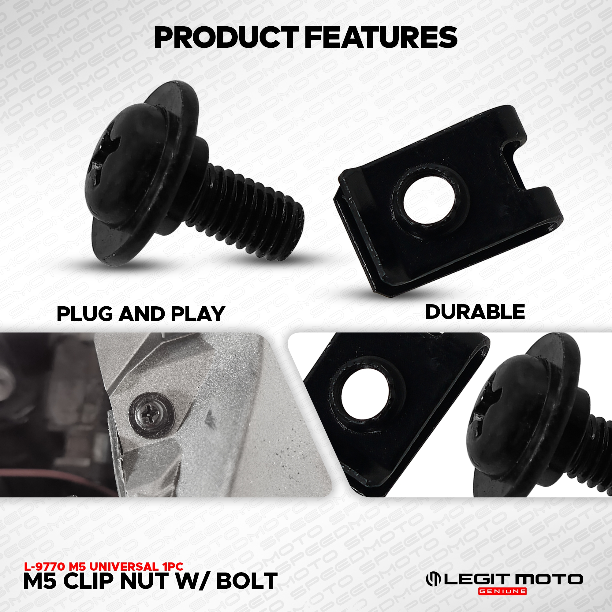 LEGITMOTO GENUINE METAL CLIP ON NUT WITH BOLTS FOR FAIRINGS / FASTENER ...